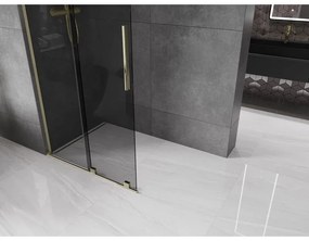 Mexen Velar L, posuvná sprchová zástěna Walk-in 90 x 200 cm, 8mm šedé sklo, zlatá lesklá, 871-090-003-43-50