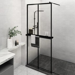 Zástěna do průchozí sprchy s policí černá 100x195 cm ESG/hliník,  3185468