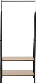 HOMCOM Stojan na oblečení s policí na boty, kovový + dřevěný, černý + přírodní, 64 x 42,5 x 149 cm | Aosom