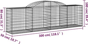 Klenuté gabionové koše 10ks 300x50x80/100 cm pozinkované železo 3146691