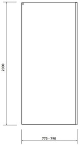 Cersanit Crea, skleněná sprchová stěna k posuvným spchovým dveřím 80x200 cm, 8mm čiré sklo, chromový profil, S900-2613
