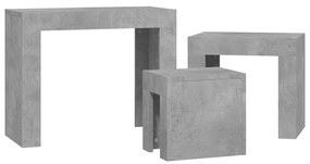 Hnízdové konferenční stolky 3 ks betonově šedé dřevotříska - Default Title