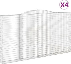 Klenuté gabionové koše 4 ks 400x30x220/240cm pozinkované železo 3146946