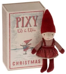 Vánoční skřítek Pixie Elfie v krabičce od sirek Maileg