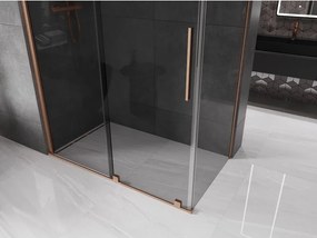 Mexen Velar, sprchový kout s posuvnými dveřmi 130 x 70 cm, 8mm šedé sklo, měděná matná, 871-130-070-41-65
