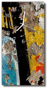 Skleněné hodiny vertikální Krakovaná barevná zeď