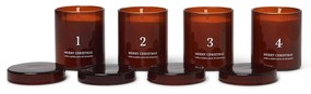ferm LIVING Vonné adventní svíčky ve skle Brown - set 4 ks, hnědá barva, sklo, vosk