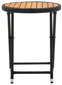 vidaXL Čajový stolek černý 60 cm polyratan a masivní akácie
