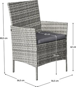 Zahradní 4-dílný ratanový set, šedá, RATANA