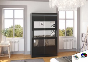ADRK Furniture Posuvná skříň se zrcadlem a LED osvětlením KOLORADO 120 SW-KOL-B-120+L-V060