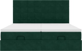 Osmanský rám postele s matrací tmavě zelená 200x200cm samet 3313781