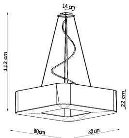 Závěsné svítidlo Urano, 1x bílé textilní stínítko, (bílý plast), (80 cm)