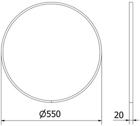 Mexen Loft, kulaté koupelnové zrcadlo 55 cm, barva rámu černá matná, 9850-055-055-000-70