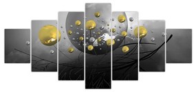 Obraz zlatých abstraktních koulí (210x100 cm)