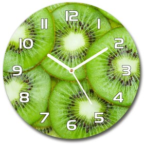 Wallmuralia Skleněné nástěnné hodiny kulaté Kiwi fi 30 cm