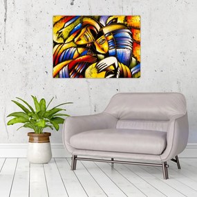 Skleněný obraz - Olejomalba, milenci (70x50 cm)