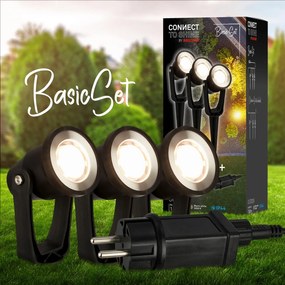 BRI 3918035 Startovací sada Lillis – CONNECT TO SHINE, 3ks bodových svítidely, IP65, černá - BRILONER