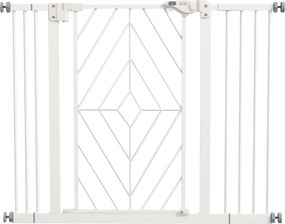 PawHut Dveře pro psy, Bezpečnostní brána se samouzavíracími dveřmi, 74-100 cm, Bez vrtání, Bílá | Aosom