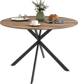 HOMCOM Kulatý Stůl pro 4 Osoby s Ocelovou Rámem Ø120x75 cm Tmavě Hnědý | Aosom