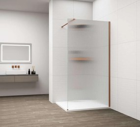 Polysan Esca - Sprchová stěna Walk-In 90x210 cm, Antidrop, sklo Flute/měď mat ES1390-09