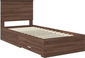 Rám postele Hnědý dub a stříbrná 75 x 190 cm Kompozitní dřevo 3409718