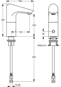 Ideal Standard CeraPlus Baterie umyvadlová senzorová bez regulace teploty A4153AA