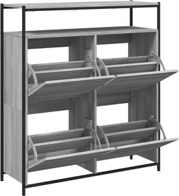 Botník se 4 výklopnými zásuvkami šedý sonoma 100 x 34 x 112 cm 3214416