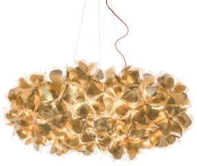 Slamp Clizia Mama Non Mama 130 gold, designové svítidlo s červeným kabelem, 15x12W E27, prům. 130cm