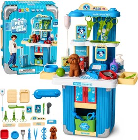 LEAN Toys Veterinární taška – sada na péči o pejska, hnědá, příslušenství