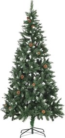 vidaXL Umělý vánoční stromek se šiškami 210 cm [284319] Barva: Zelená a bílá