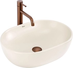 Rea Focus, oválné umyvadlo na desku, 480x345x135mm, krémová, REA-U3229