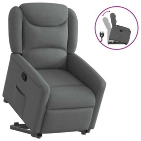 Zvedací polohovací křeslo tmavě šedé textil 3303195
