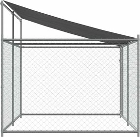 Klec pro psy se střechou a dvířky šedá 4x2x2 m pozinkovaná ocel 3209568