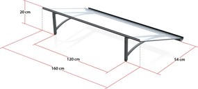LANIT PLAST, s.r.o. stříška nad dveře LANITPLAST RUMBA 160/54 antracit LG2760