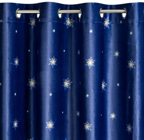 Vánoční dekorační závěs s kroužky CAROL 01 modrá 140x250 cm (cena za 1 kus) MyBestHome