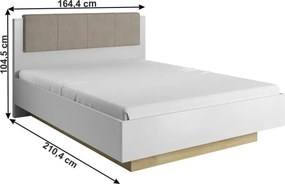 Postel s úložným prostorem, bílá/dub grandson/bílý lesk, CITY Kondela 0000264434