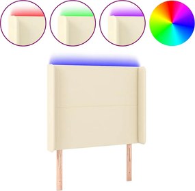 Čelo postele s LED krémové 103 x 16 x 118/128 cm umělá kůže 3123854