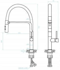 Kuchinox Siluetto, vysoká dřezová baterie s elastickým ramenem, grafitová, LAV-BQU_978D