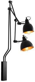 Nordic Design Černá kovová nástěnná lampa Cobain II.