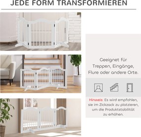 PawHut ohradník pro psy ochranný plot ohradník pro psy konfigurace ohradníku 3-dílný se dvěma podpěrnými nohami stabilní skládací MDF bílý 154,5x29,5…