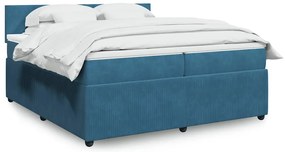 Box spring postel s matrací modrá 200 x 200 cm samet 3290128
