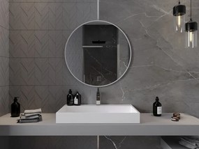 Mexen Loft, kulaté koupelnové zrcadlo 80 cm, barva rámu bílá, 9850-080-080-000-20