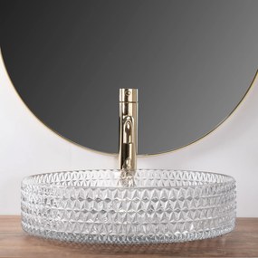 Rea, Umyvadlo na desku Rea Cristal Transparent 39 Gold brush ring, REA-U8881