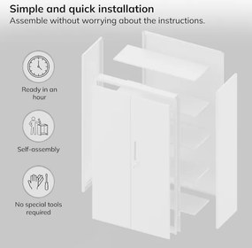 Modulární kovová multifunkční skříň se zásuvkou bílá MEGAN 1850 x 900 x 400 mm