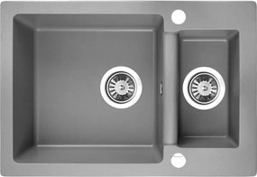 Laveo Celia, 1,5-komorový granitový dřez 650x440x195 mm, šedá, LAV-SBC_530T