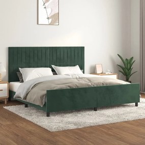 Rám postele s čelem tmavě zelený 200x200 cm samet,  3125900