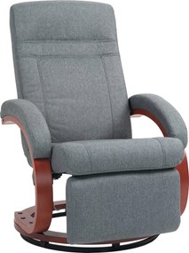 HOMCOM Nastavitelná Relaxační Křeslo TV Křeslo s Podnožkou, Dřevěné Područky, Otočné Relaxační Křeslo s Nastavitelným Opěradlem, Relaxační Křeslo, Lát