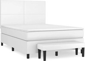 Box spring postel s matrací bílá 140 x 190 cm umělá kůže 3137540
