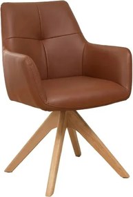 Designová otočná židle Devassy koňaková kůže / dub