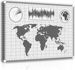 Obraz 100x75 Mapa světa graf schéma síť kontinenty globus radar